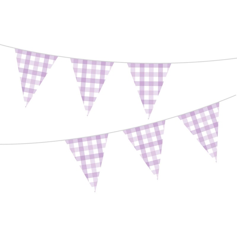 Gingham Pastel Purple Bunting Banner | Express Party Supplies