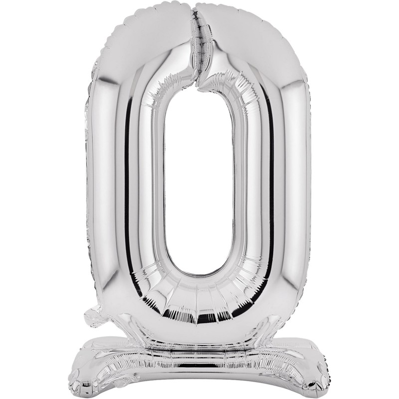 Number 0 Large Standing Silver Shaped Balloon - 76cm