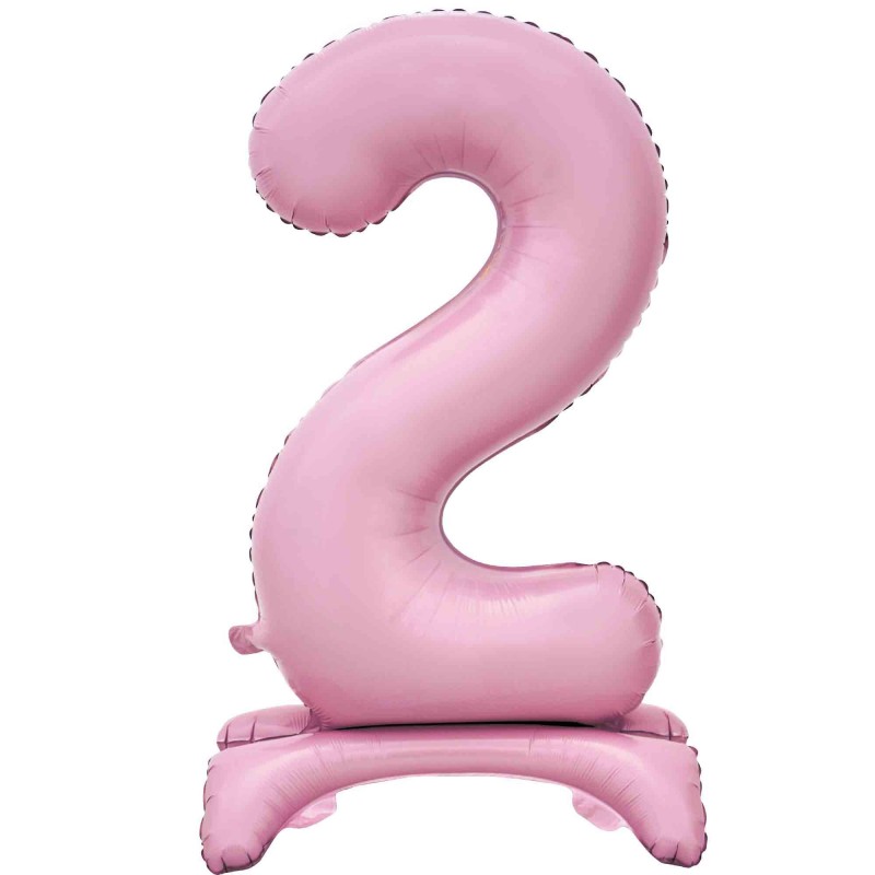 Number 2 Large Standing Pastel Pink Shaped Balloon - 76cm