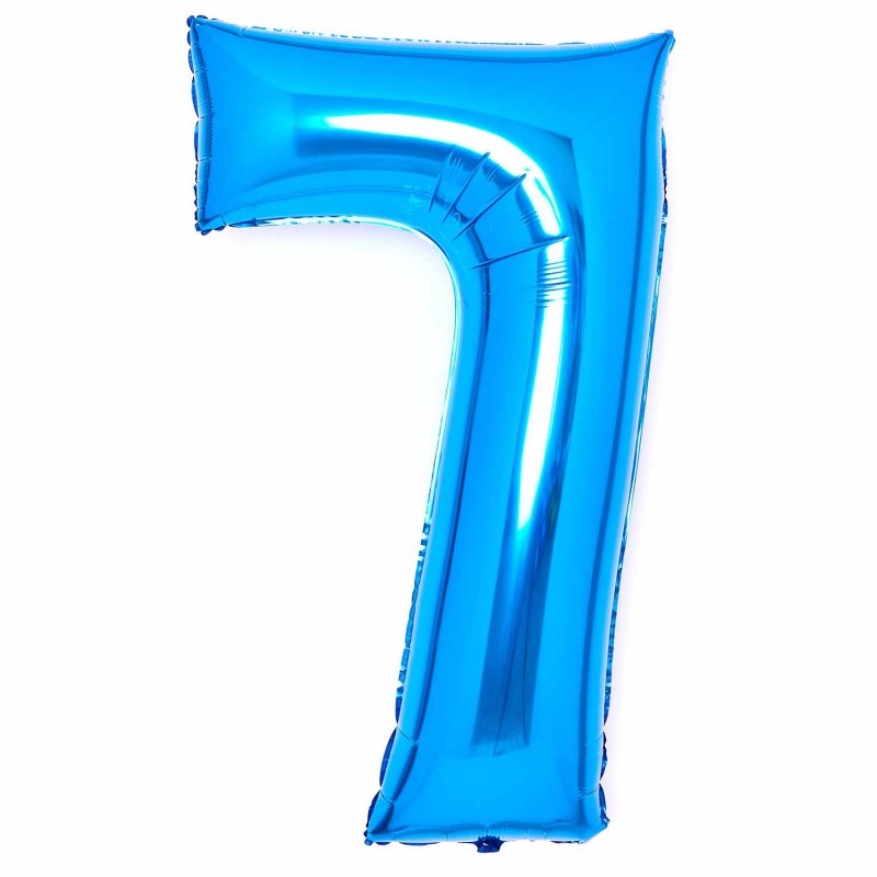 Blue Number 7 Shaped Balloon - 53cm x 89cm | Express Party Supplies