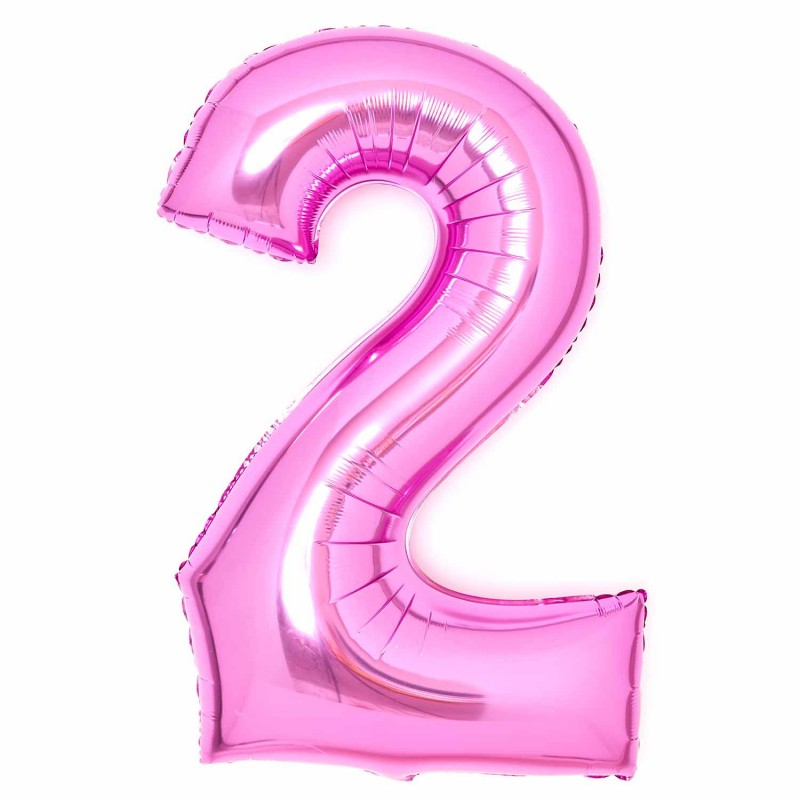 Pink Number 2 Shaped Balloon - 55cm x 86cm | Express Party Supplies