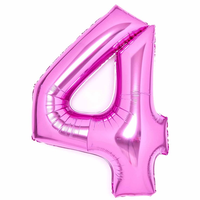 Pink Number 4 Shaped Balloon - 66cm x 93cm | Express Party Supplies