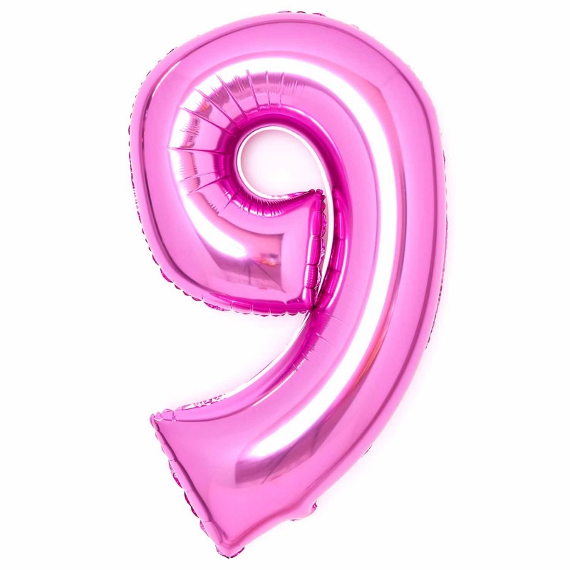 Pink Number 9 Shaped Balloon - 57cm x 91cm | Express Party Supplies