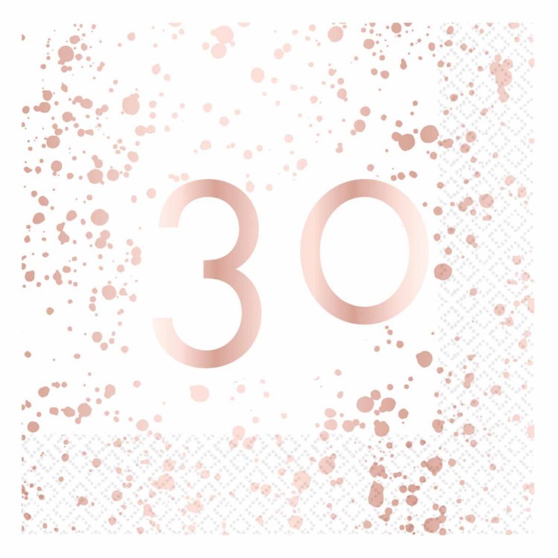 30th Birthday Rose Gold Lunch Napkins | Express Party Supplies