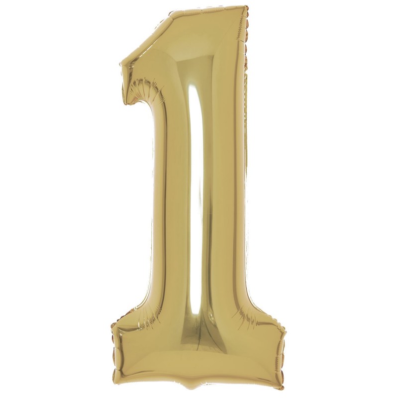 White Gold Number 1 Shaped Balloon - 37cm x 82cm