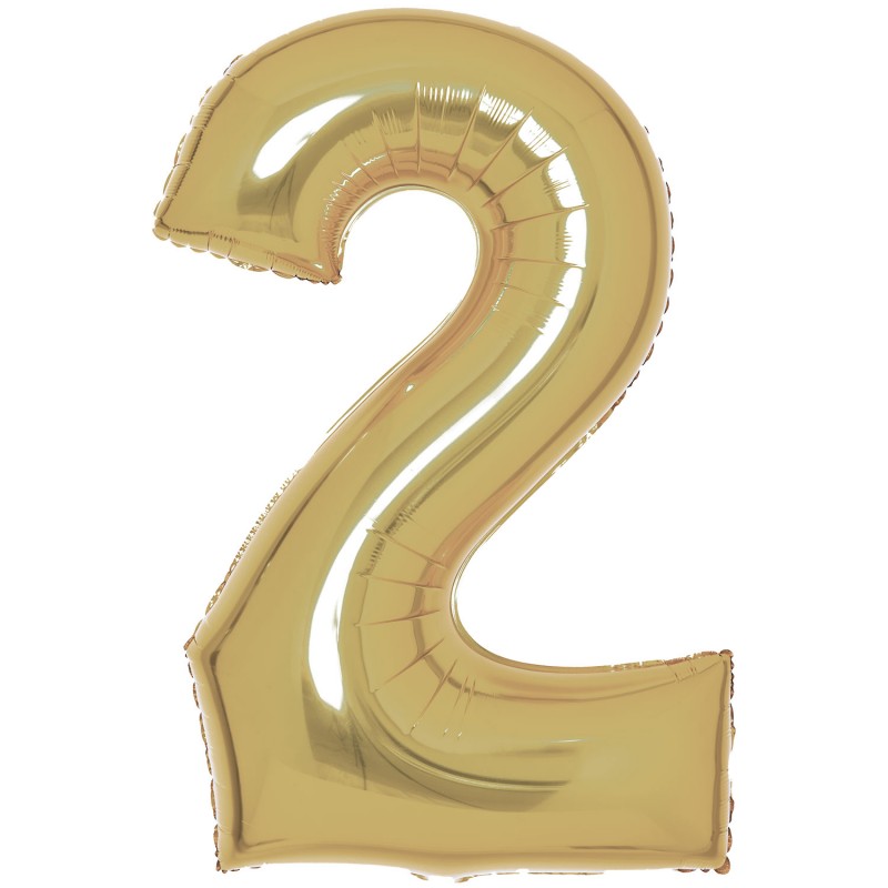 White Gold Number 2 Shaped Balloon - 55cm x 86cm