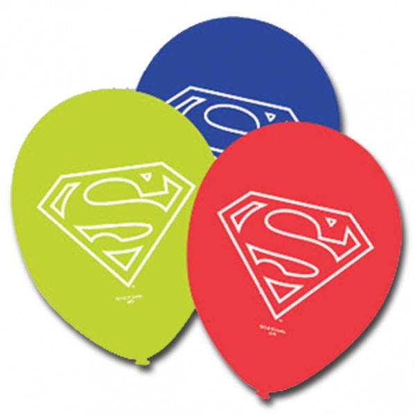 Superman Latex Balloons 23cm Pack of 6