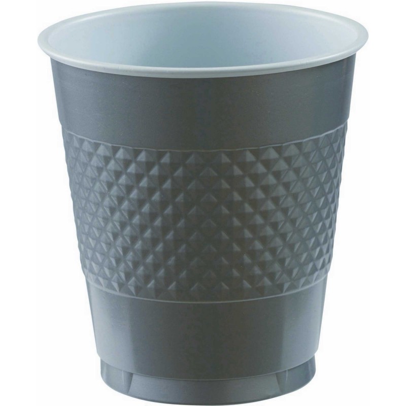 Silver Plastic Cups 355ml Silver Pack of 20