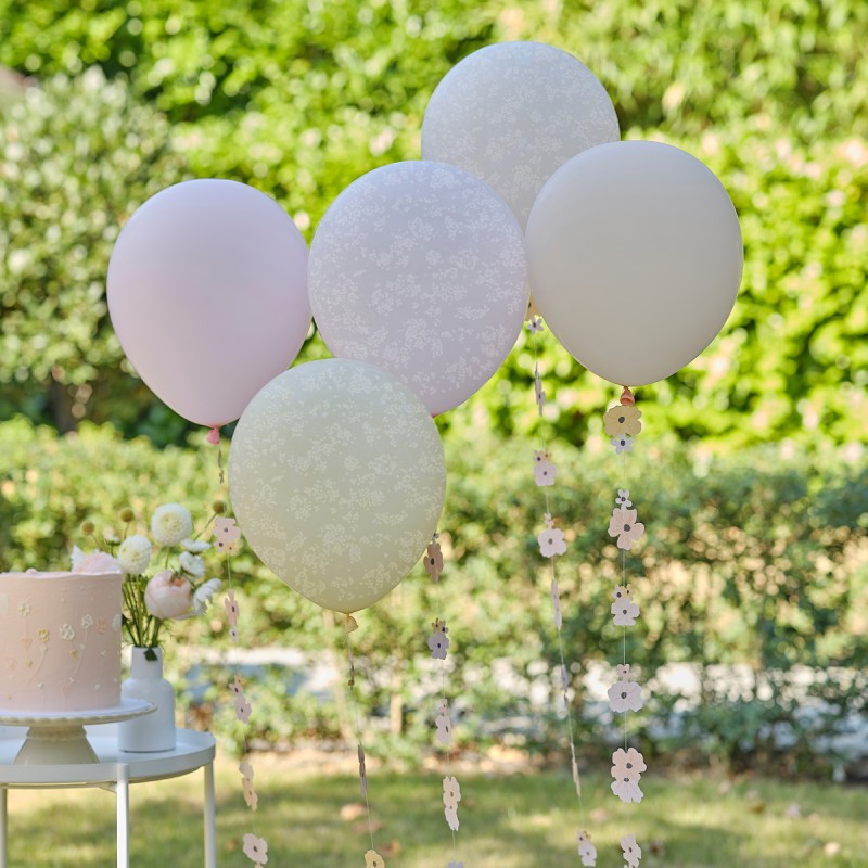 Birthday Bloom Floral Tails & Latex Balloons - 5 pk