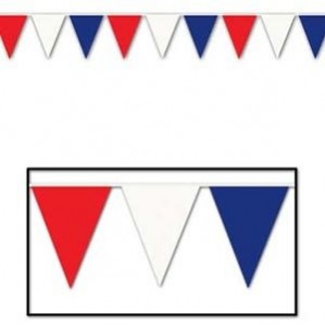 Red, White & Blue Flag Pennant Banner - 45cm x 36.57m