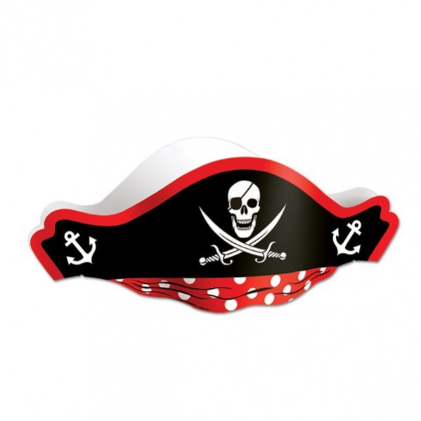 Red & Black Pirate's Treasure Pirate Hat Head Accessory One Size