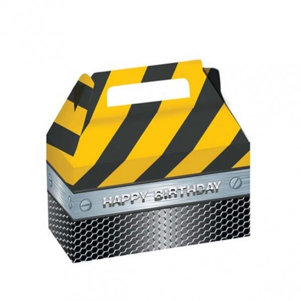 Under Construction Favour Boxes 16.51cm x 15.24cm x 7.62cm Pack of 2