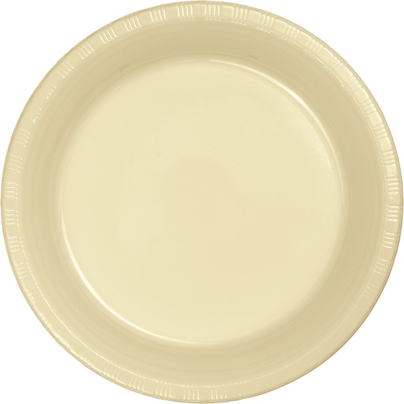 Ivory Round Dinner Plates - 23cm - 24 pk | Express Party Supplies