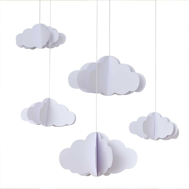 Hello Baby Clouds 3D Hanging Decorations | Express Party Supplies