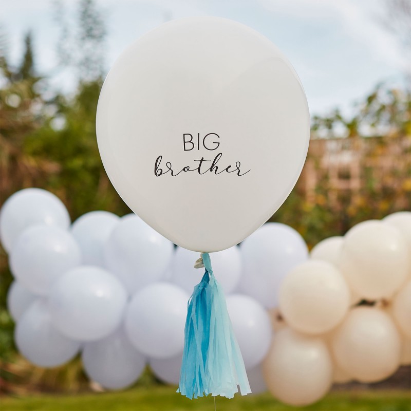 Hello Baby White & Blue Big Brother Latex Balloons - 45cm - 3 pk