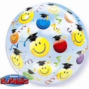 Graduation Bubble Balloons 56cm Smiley