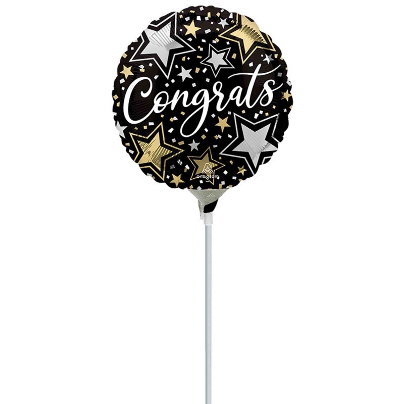 Congratulations Congrats Stars Round Foil Balloon - 22cm