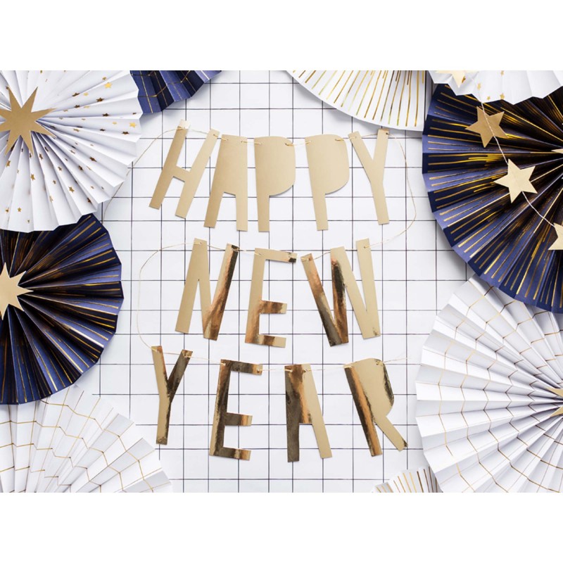 Gold Happy New Year Block Letter Banner | Express Party Supplies