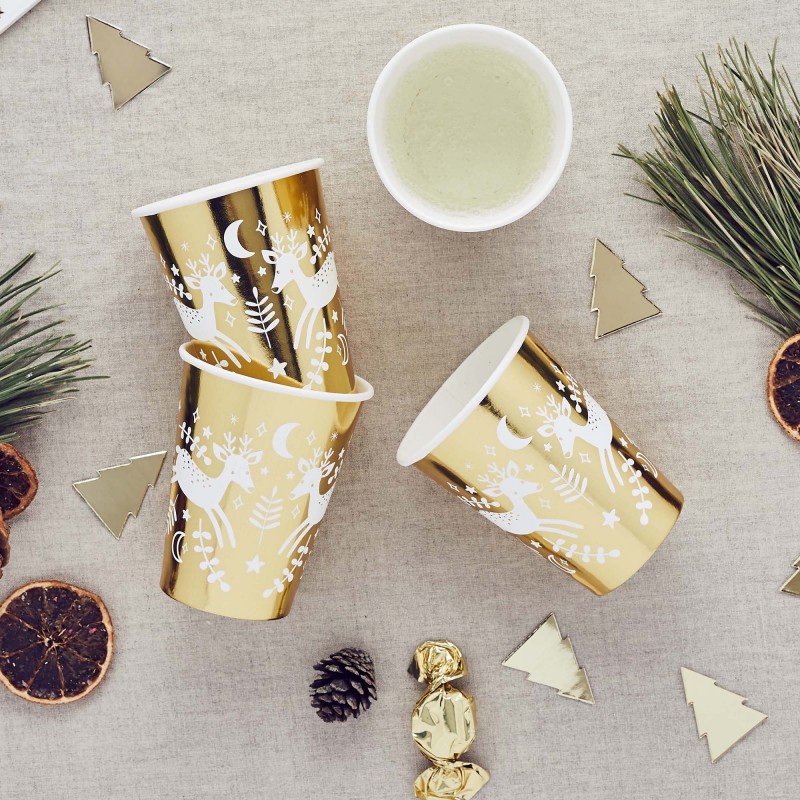 Christmas Reindeer Festive Folklore Paper Cups