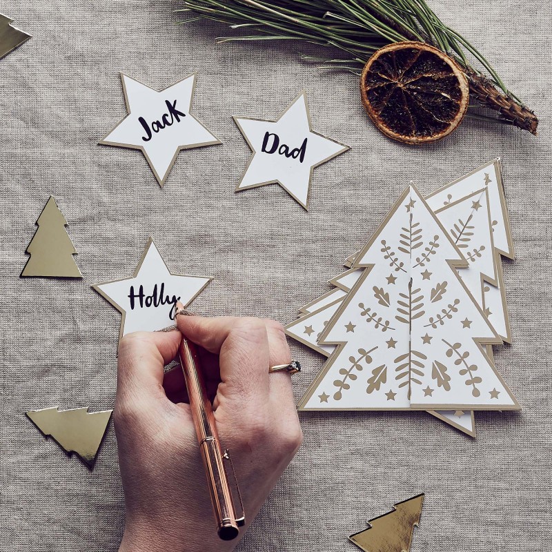 Gold Christmas Tree Festive Folklore Place Cards