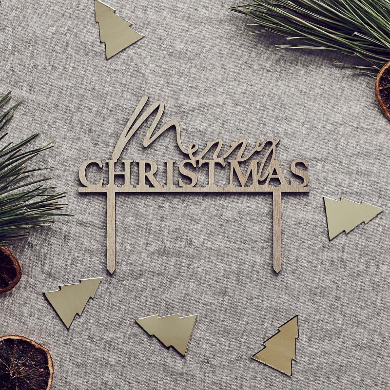Christmas Festive Folklore Wooden Cake Topper