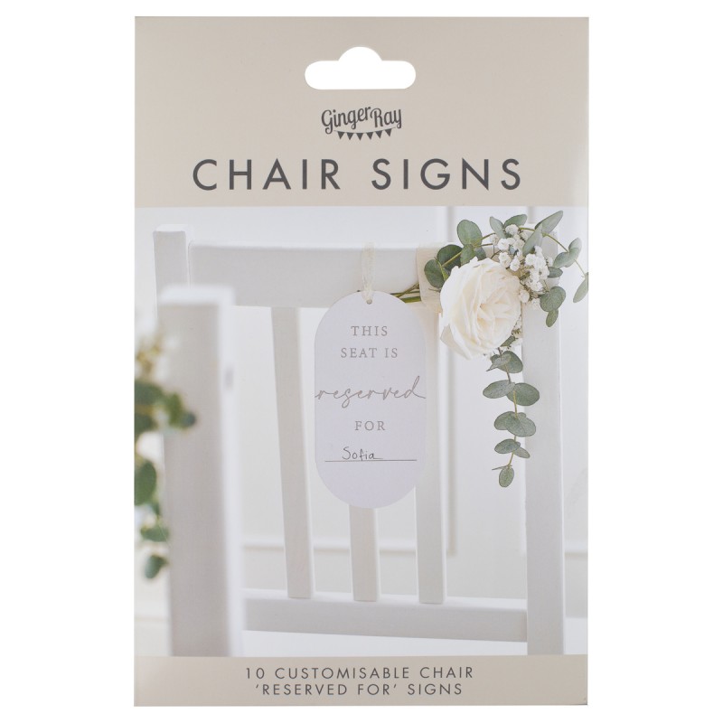 Wedding Modern Luxe Chair Signs | Express Party Supplies