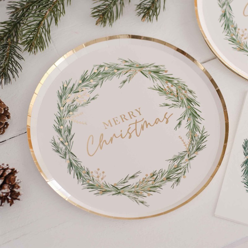 Merry Christmas Rustic Red Christmas Dinner Plates